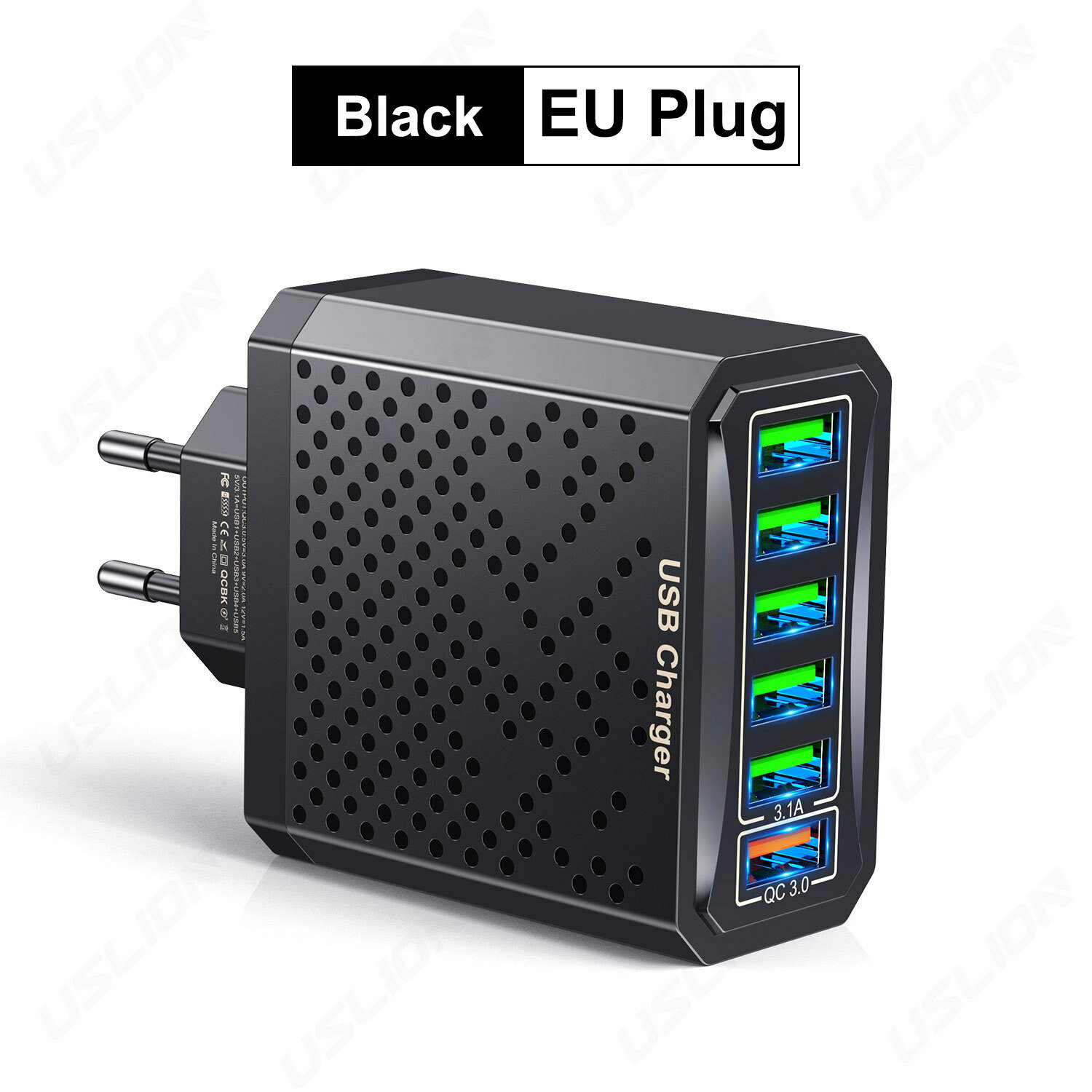 SG Горячая продажа кросс-бордерный источник 6-портовый USB сетчатый QC3.0 зарядник 6-в-1 многофункциональный зарядный головка 5V 3A быстрая зарядка