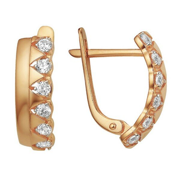 Серьги, красное золото, 585 проба, фианит