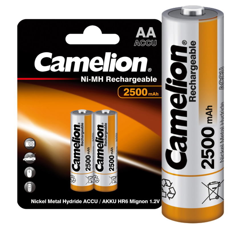Аккумулятор AA/R6 2500мА. ч NI-MN BP-2 металлик (блист.2шт) Camelion 6107