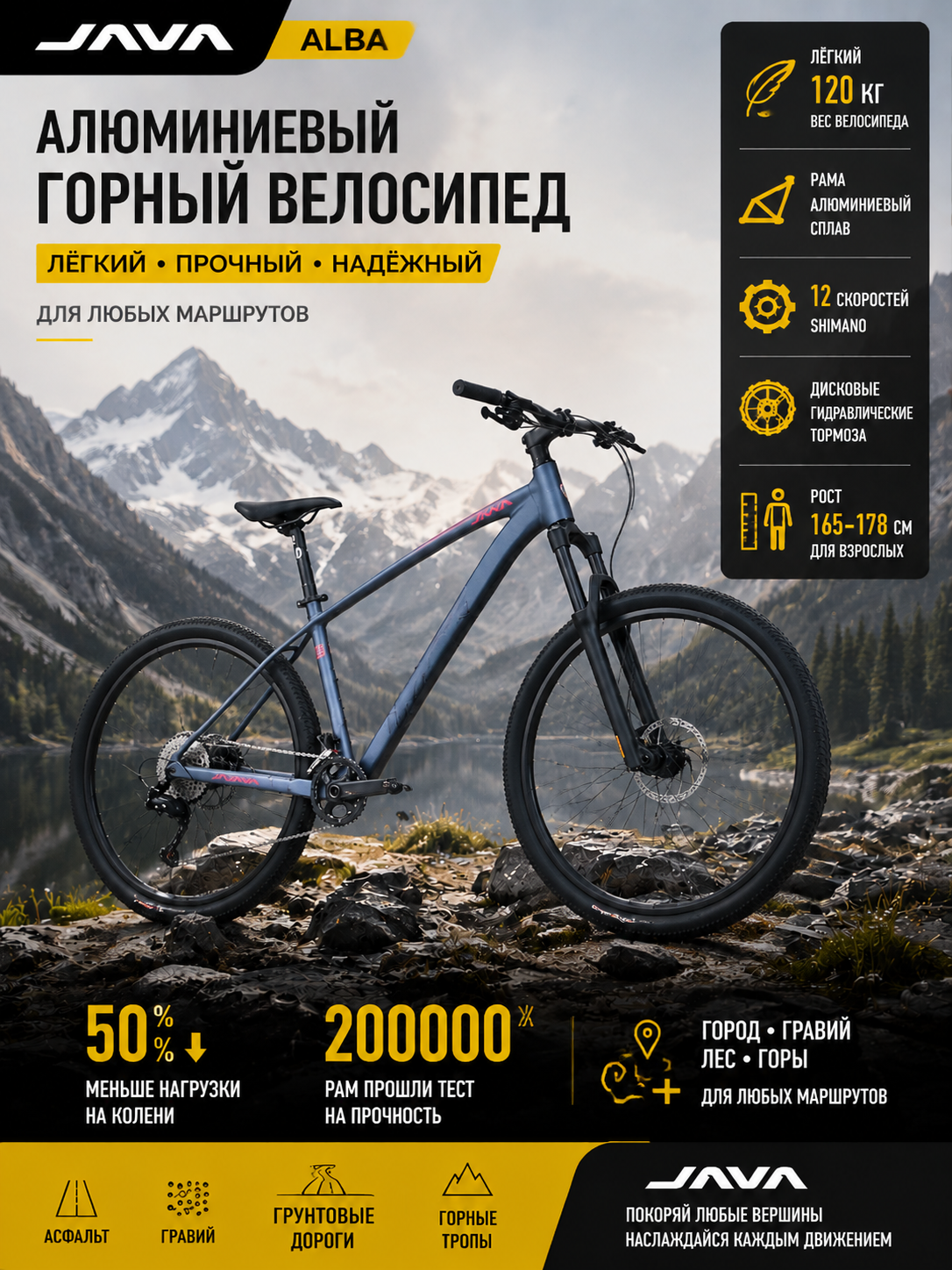 JAVA ALBA Горный велосипед MTB 27.5 дюймов, алюминиевая рама, трансмиссия LTWOO-12S 12 скоростей, гидравлические дисковые тормоза, амортизационная вилка, взрослый велосипед 165-178 см,17, да, Hard tail