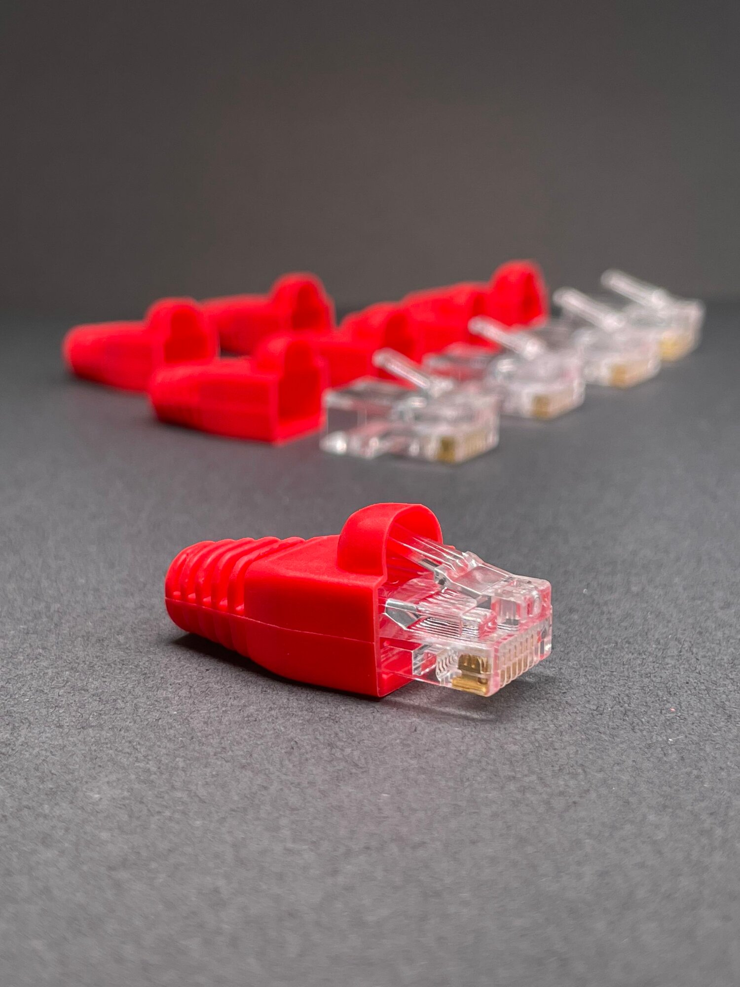 10 пар. Коннектор и колпачок для интернет кабеля RJ45 cat.5e 8P8C, неэкранированный, штекер для витой пары, красный