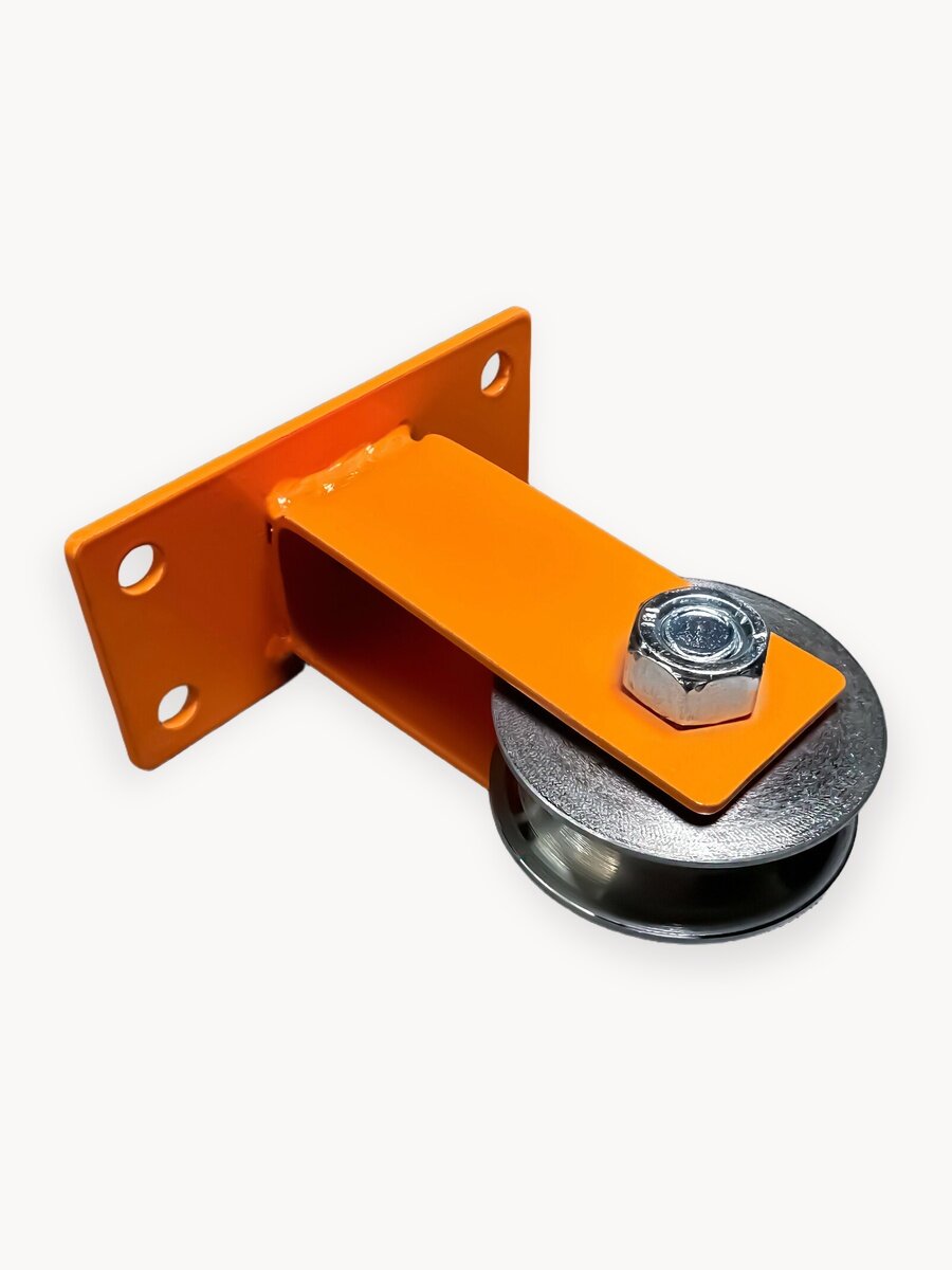 Блок монтажный ф60 окрашенный с площадкой спецдеталь шкив-ролик с подшипником и канавкой для троса