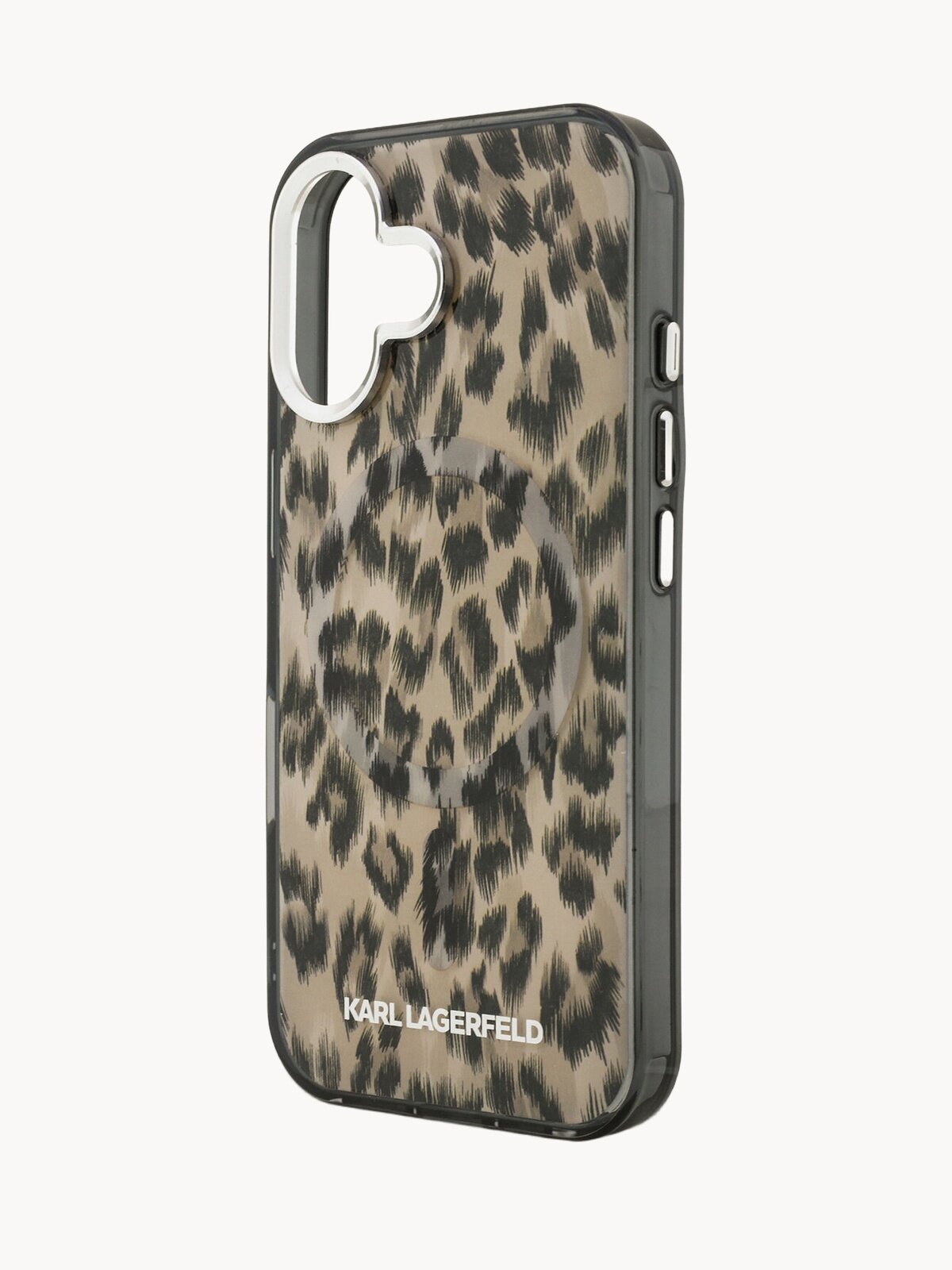 Чехол Karl Lagerfeld для iPhone 16 с магнитами MagSafe, с принтом Leopard, коричневый