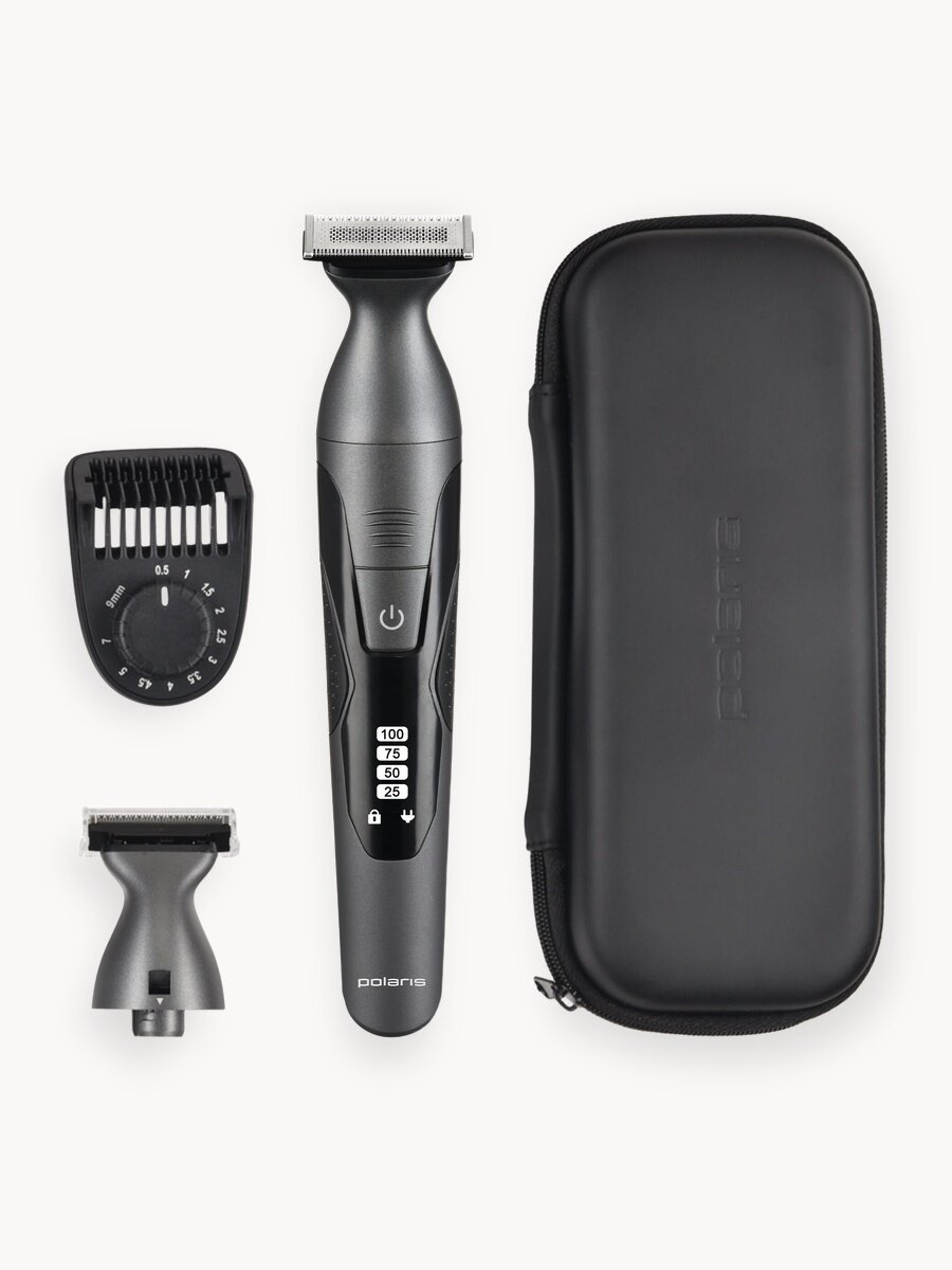 Триммер для бороды и усов Polaris PHC 1704 ULTRA BLADE+, Графитовый