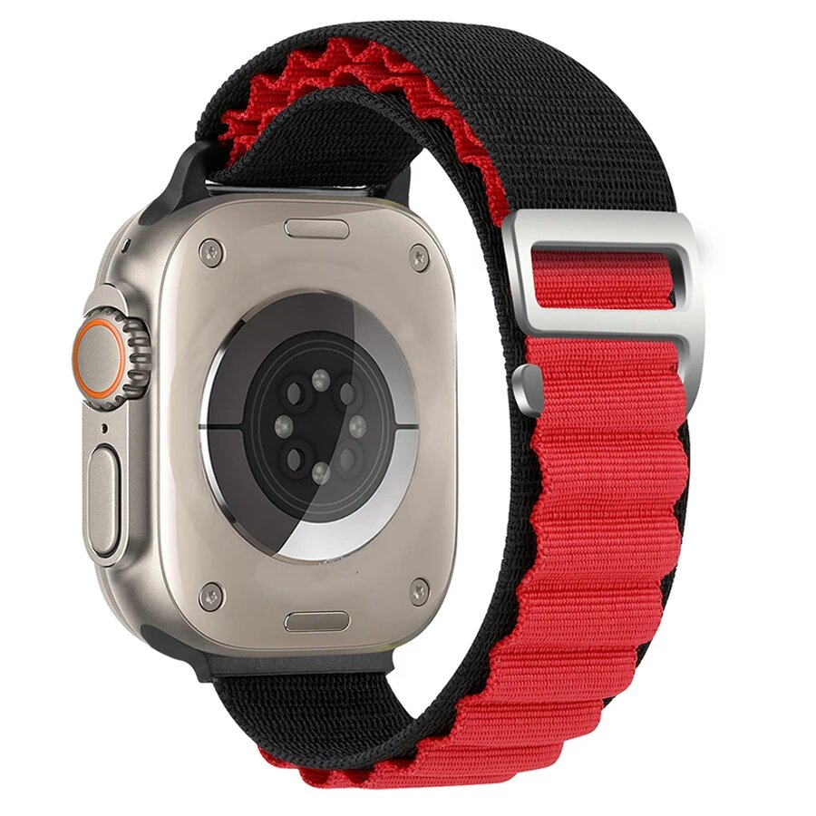 Ремешок для Apple Watch нейлоновый Alpine Correa Красный, 38 40 41 S10-42mm, Black Red