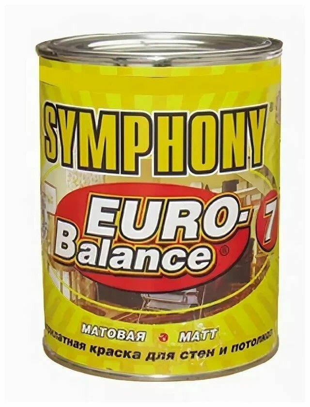 Краска для стен и потолков Евро Баланс 7 акрилатная колерованная, желтая M302, 0,9л, матовая, моющаяся, водно-дисперсионная