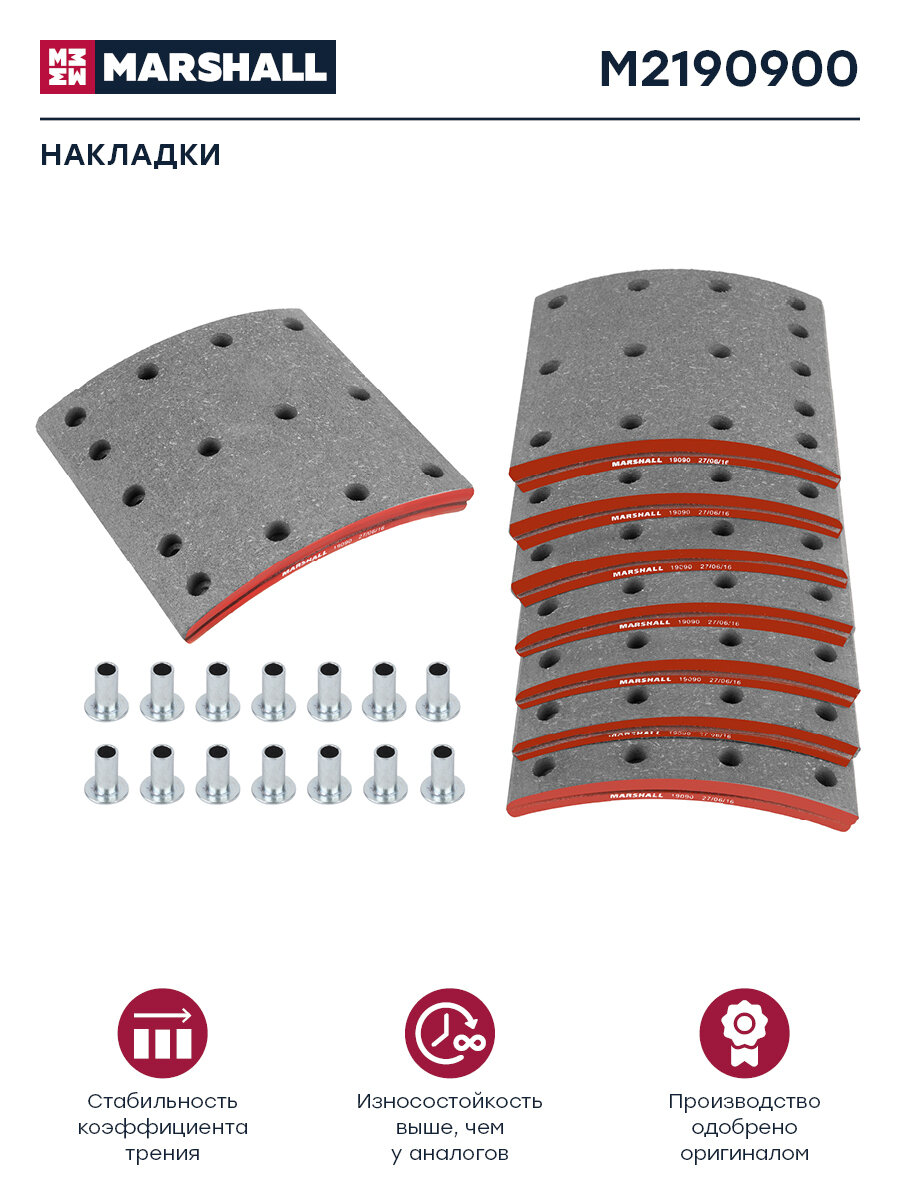 Комплект тормозных накладок (ном.) WVA 19090