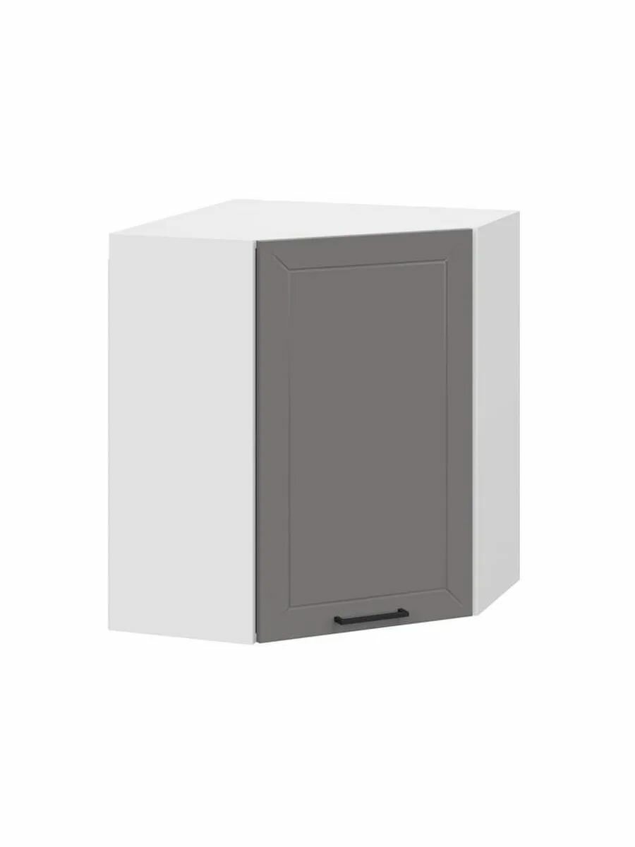 Кухонный модуль навесной, угловой шкаф Сектор с доводчиками, с полками, 60х60х72 см, Белый / Грей