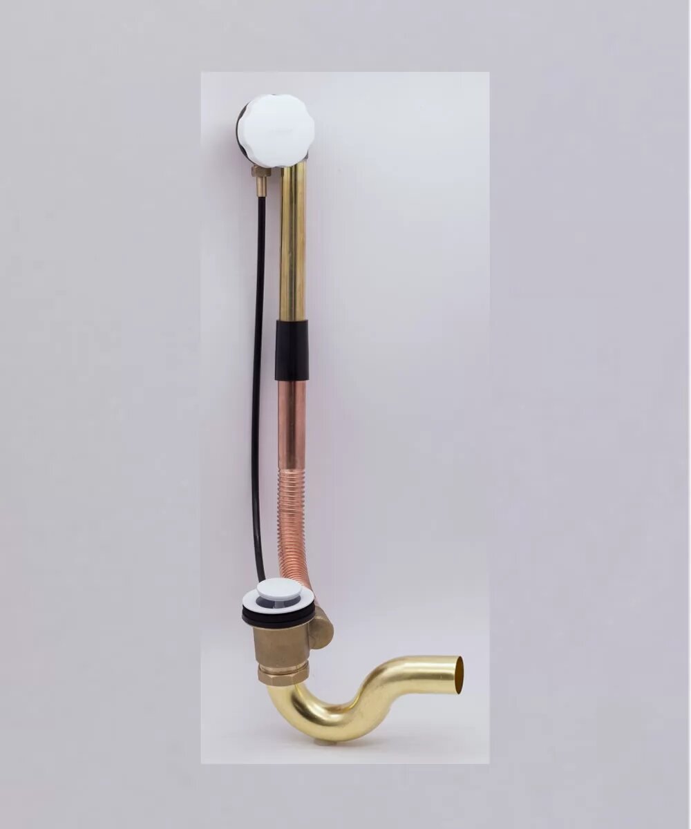 Слив-перелив для ванны из латуни полуавтомат GANZER GZ1277-F (F-1F) цвет белый