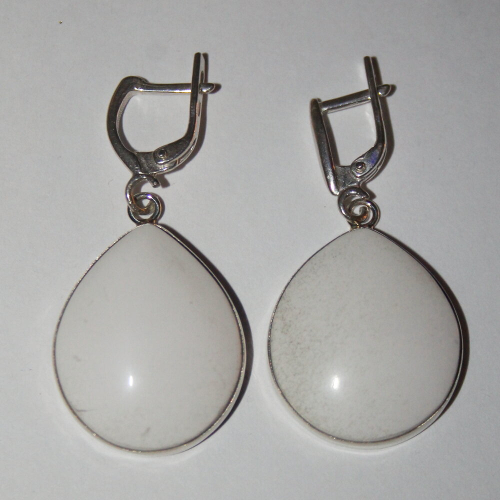 Серьги с подвесками, кахолонг