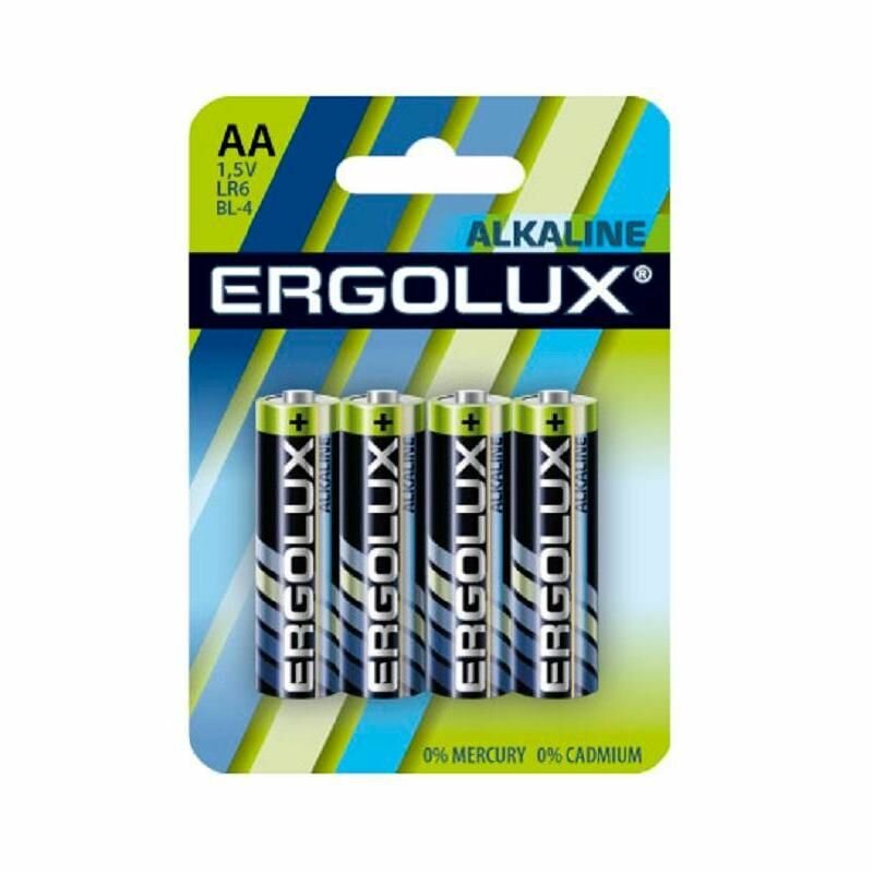 Батарейка АА пальчиковая Ergolux Alkaline (4 штуки в упаковке)