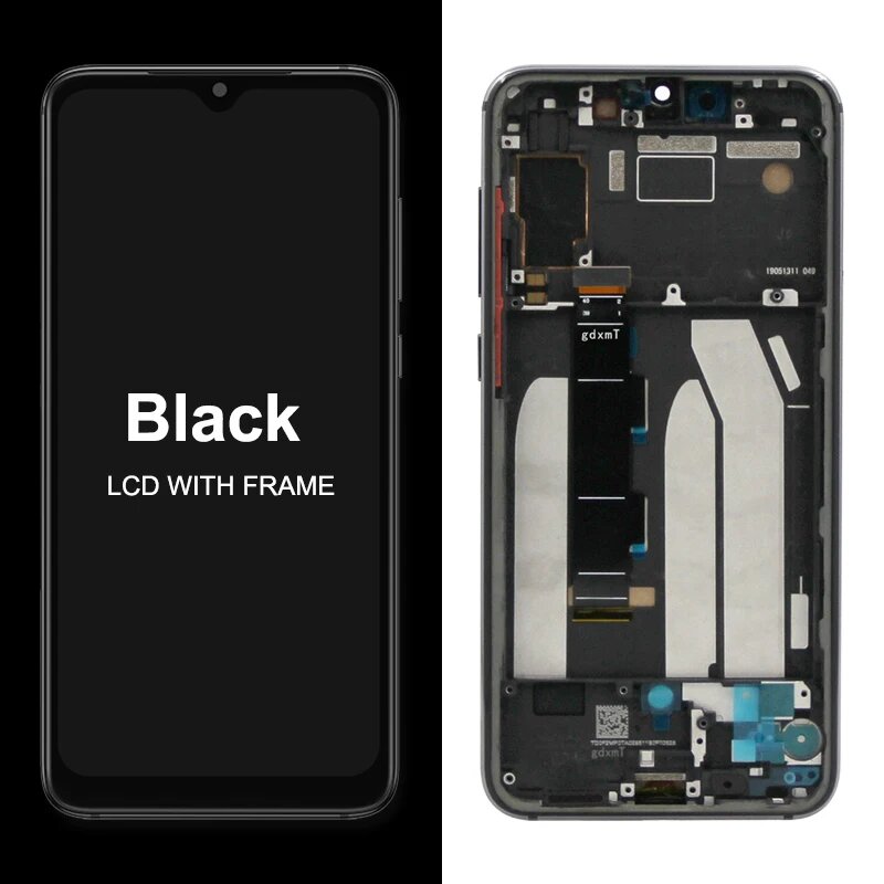 Протестировано для Xiaomi Mi 9 SE для Mi9SE M1903F2G, ЖК-дисплей, сменный преобразователь сенсорного экрана в сборе Black With Frame