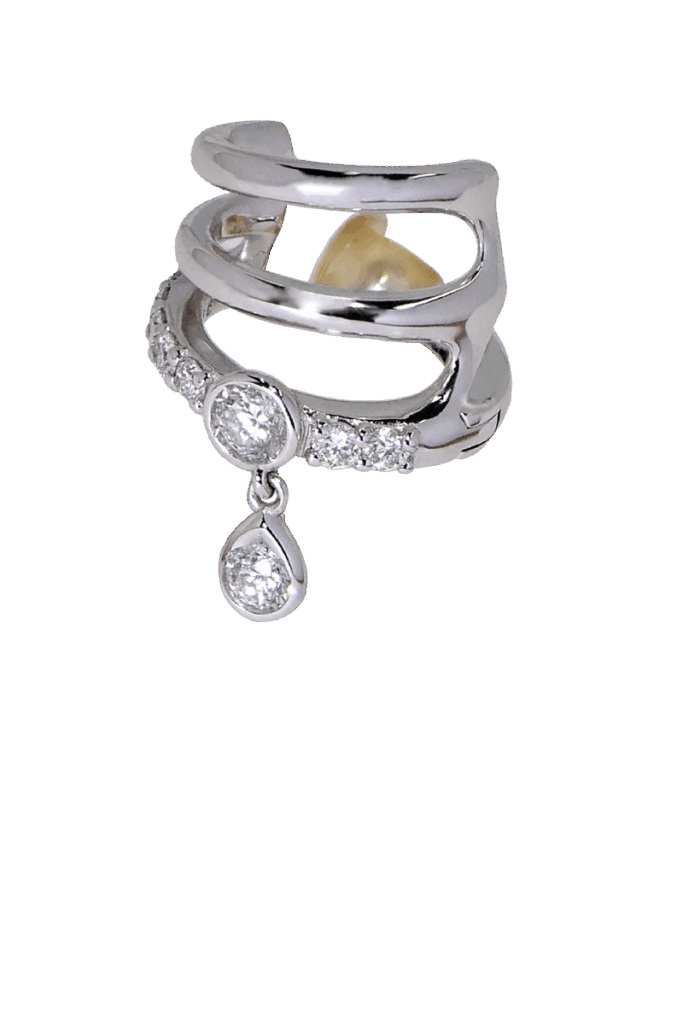 Моносерьга, белое золото, 750 проба, бриллиант