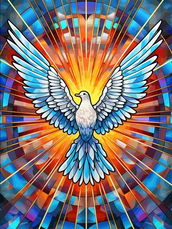 Алмазная картина "Белый голубь" алмазная огранка 40х50 см,40X50CM, белый