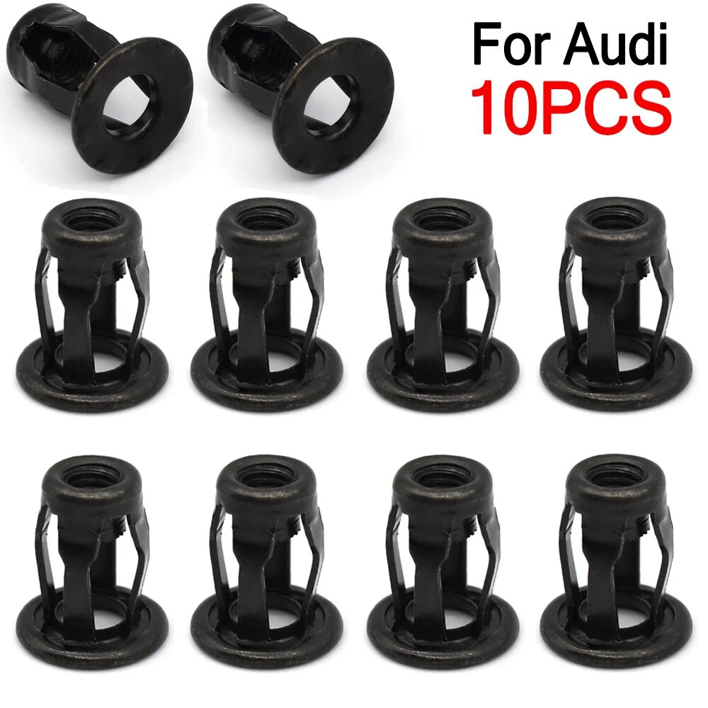 10 шт. гайки с разъемом, расширительный зажим, заклепка-лепесток, стопорные гайки, болт, полые настенные заклепки из железного сплава, фиксированные 1/4 10-24 для Audi A3 A4L A6L A8