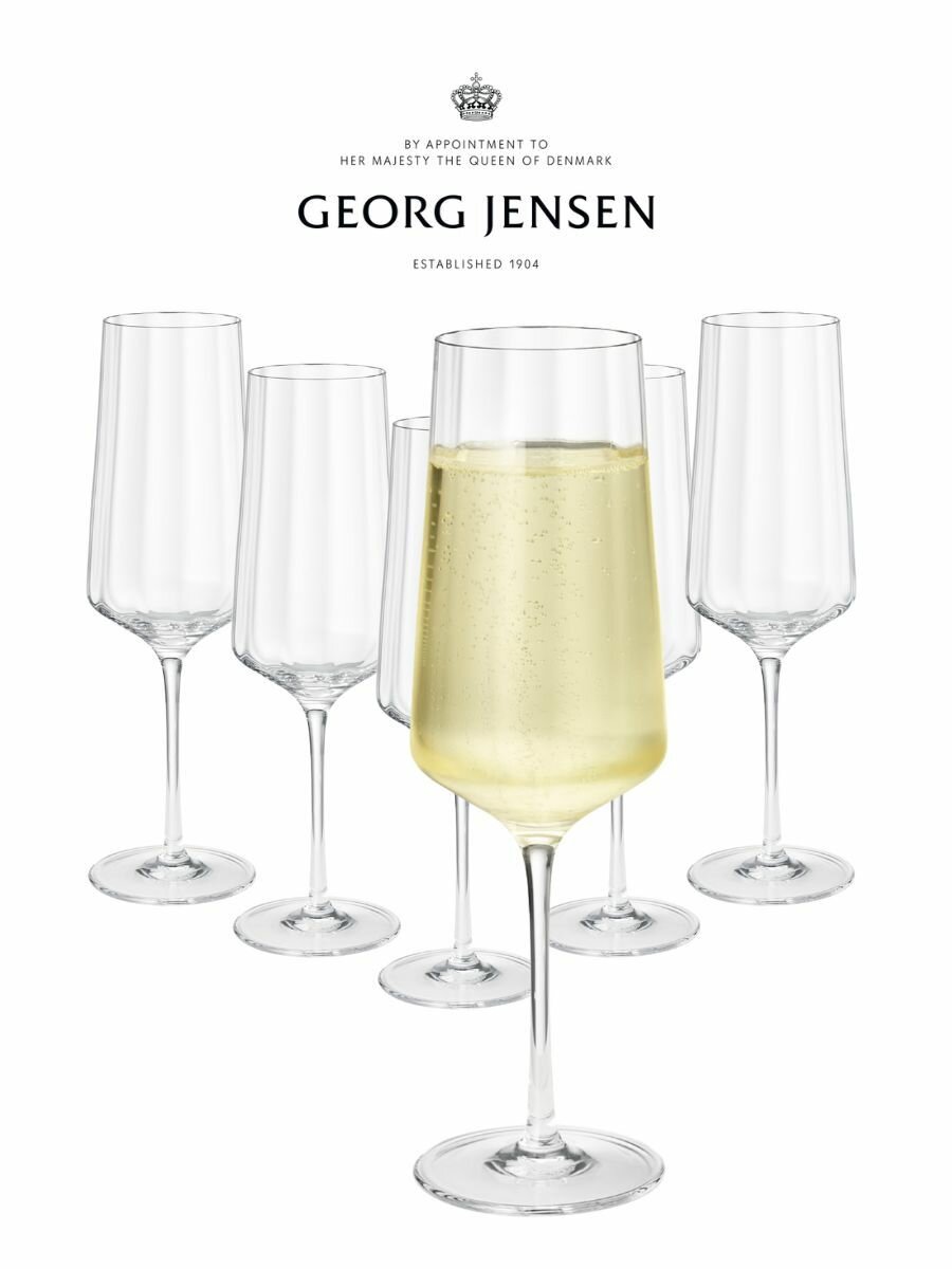 Набор 6 бокалов для шампанского Bernadotte 270 мл, Georg Jensen