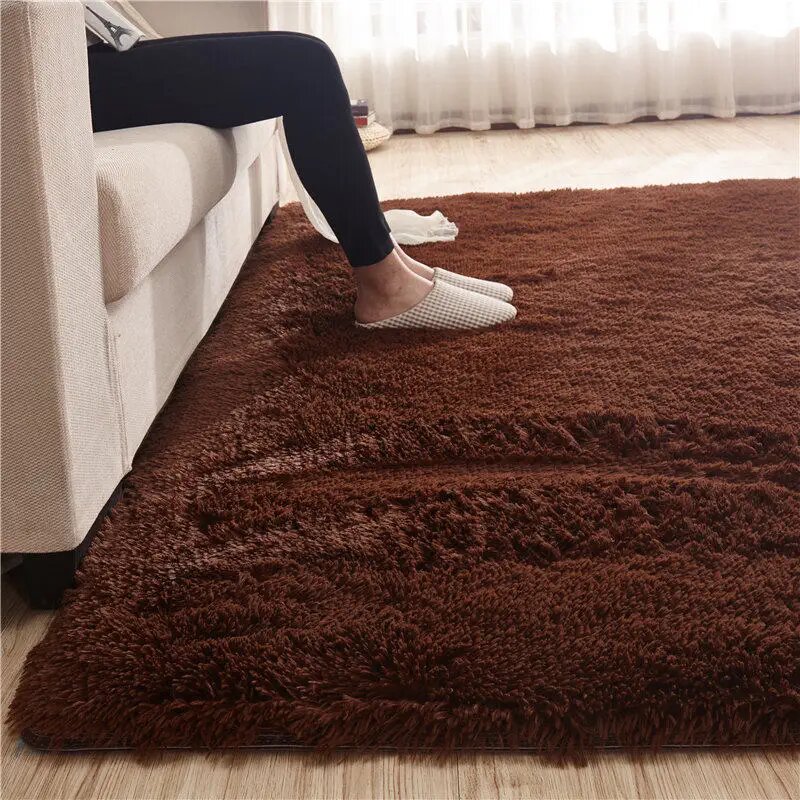 Мягкий ковёр, для дома, вискоза, полиэстер, однотонный，120*60cm，коричневый