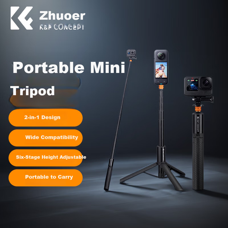 K&F CONCEPT Extension Pole for DJI Action 5 Pro/4, GoPro 13/12, Pocket 3, Insta360 Handheld Support Stand