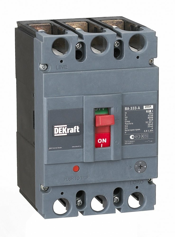 DEKraft Силовой Автоматический выключатель 3P 200А c Ir=160А-200А 50кА ВА-333 DEKraf, 21137DEK