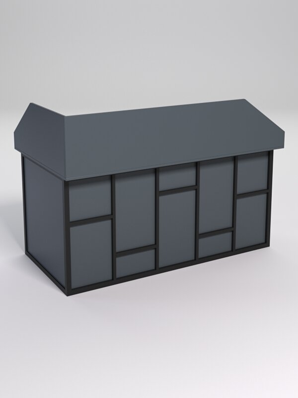 Стол эргономичный офисный СЭ-18А (правосторонний) с экраном "стронг" в стиле лофт декор №3, Темно-серый