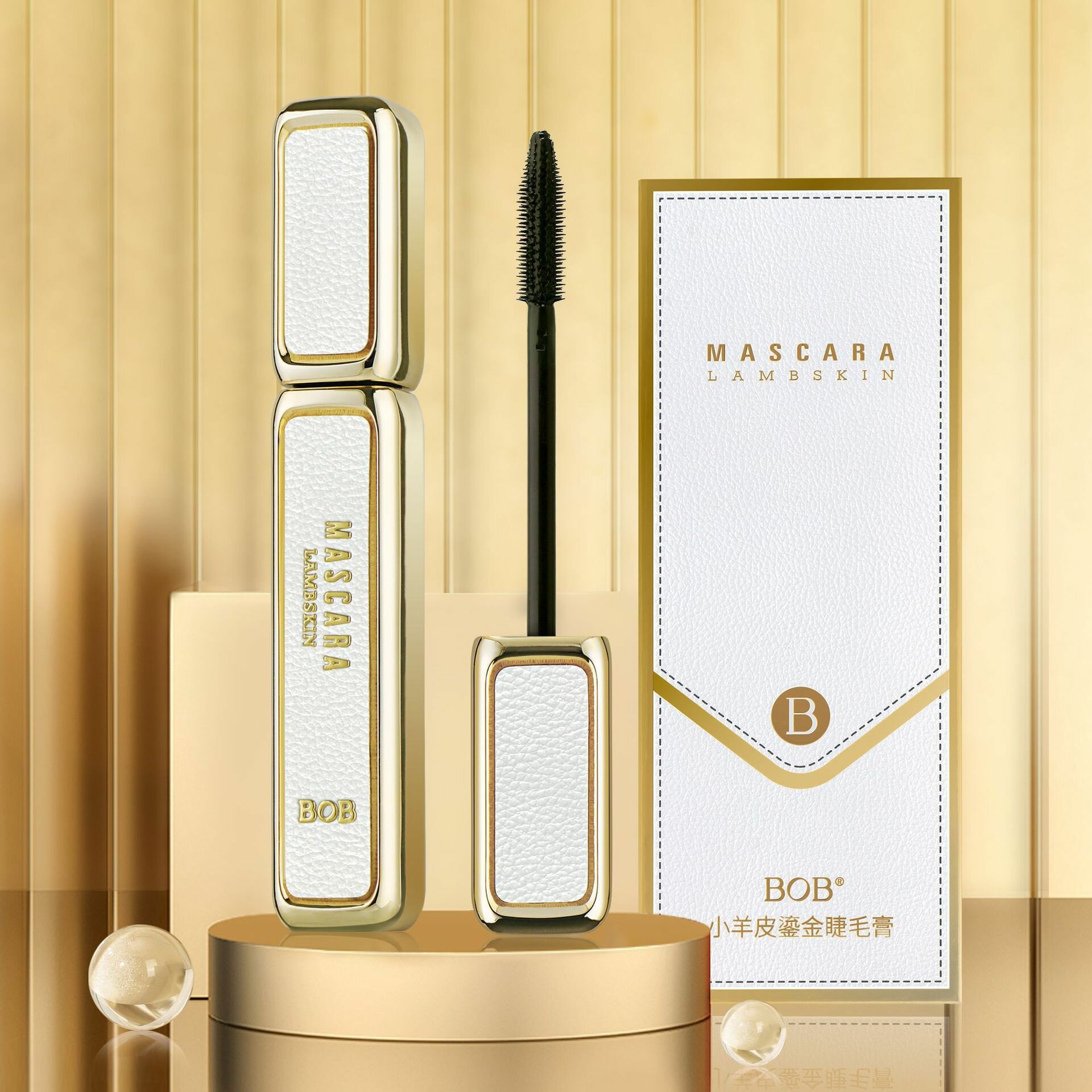 BOB Lambskin Тушь для ресниц удлиняющая и влагостойкая / силиконовая щеточка / черная, 6 г