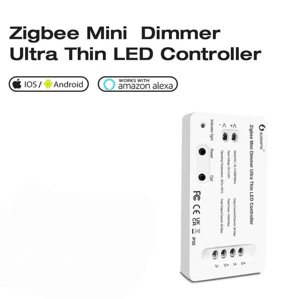 Gledopto Zigbee 3.0 RGB CCT WWCW контроллер светодиодной ленты Белый, Mini Dimmer Pro