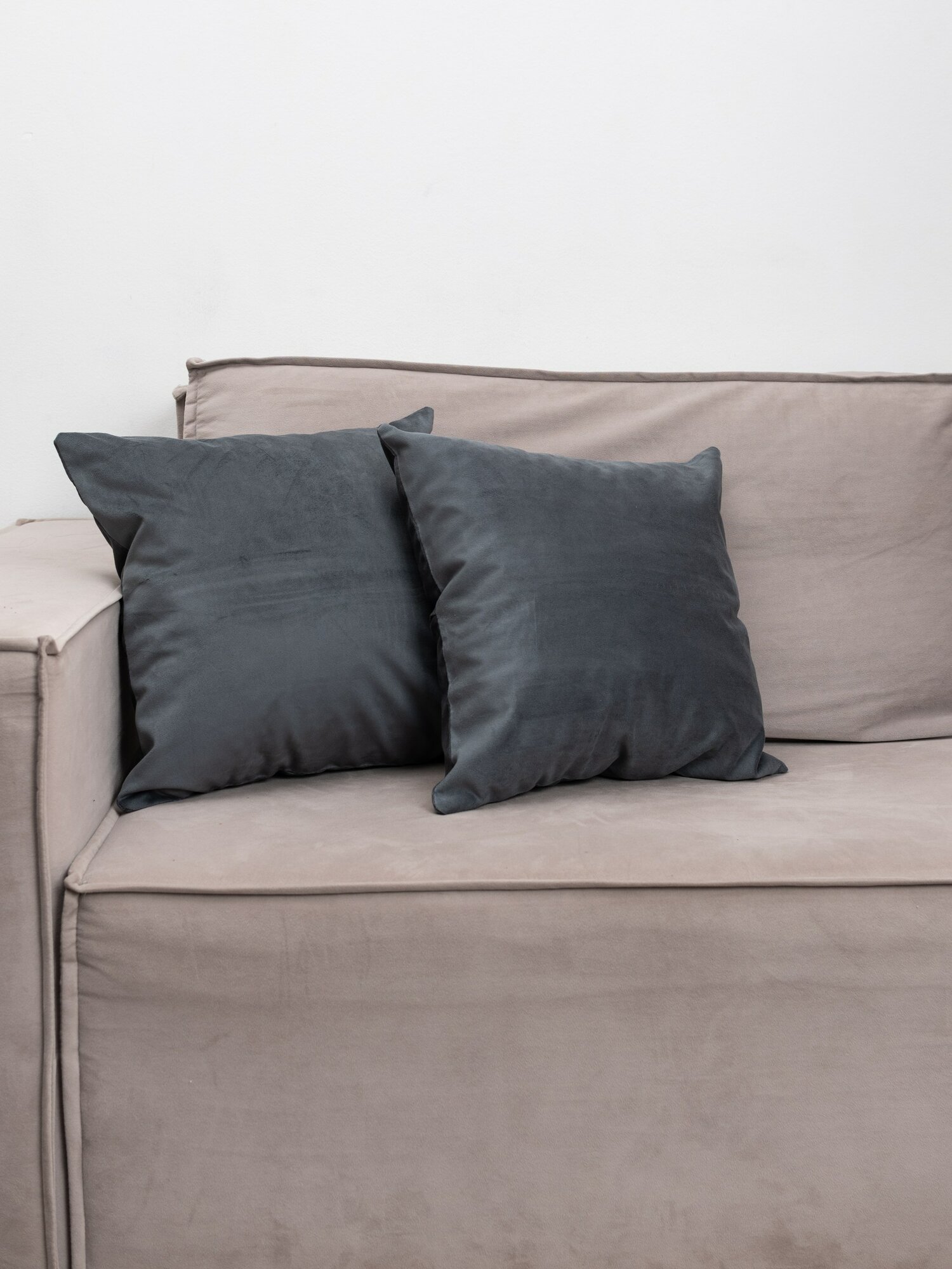 Подушка декоративная, велюр, графитовая, съемный чехол, 2 шт