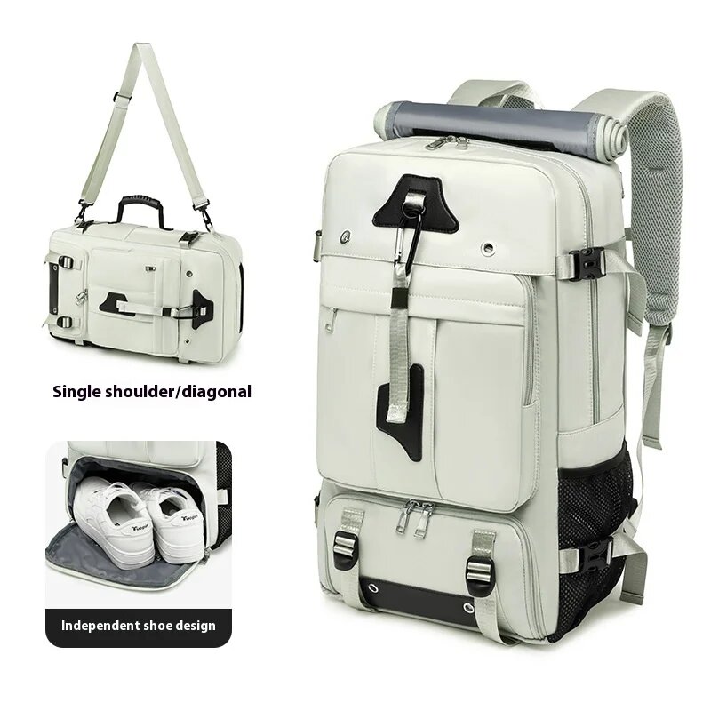 Дорожная сумка большой емкости 55 л для мужчин, 15,6-дюймовый чемодан для ноутбука, рюкзак, многофункциональный водонепроницаемый рюкзак, уличные сумки для кемпинга, Белый, Унисекс