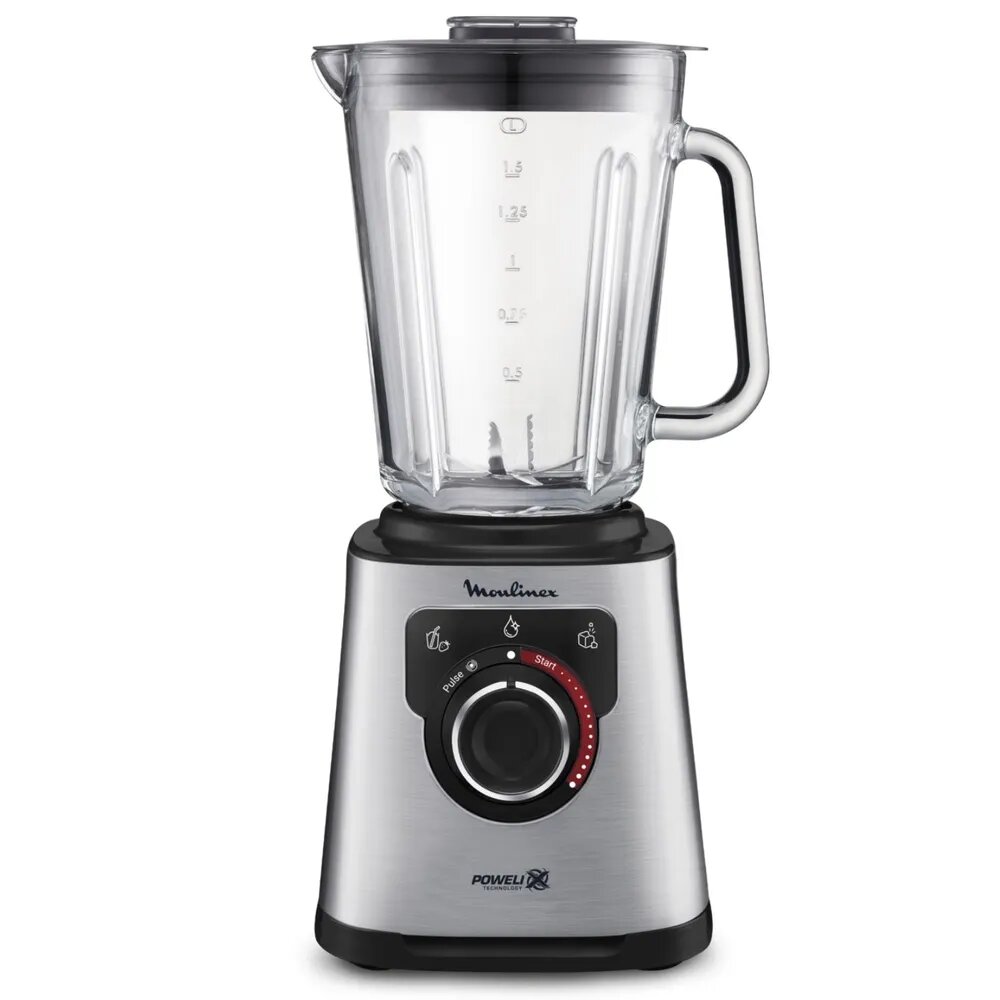 Блендер Moulinex LM871D10, мощность 1200Вт, нескользящие ножки, импульсный режим, серебристый
