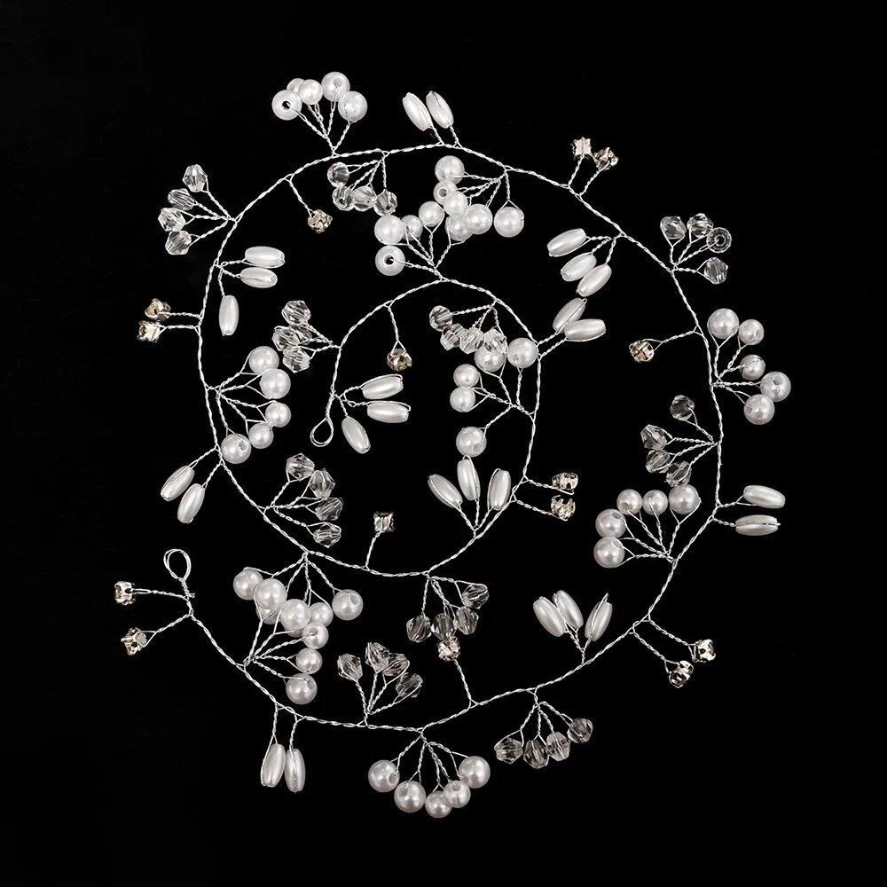 Свадебные диадемы из жемчуга и кристаллов Черный, 06-silver