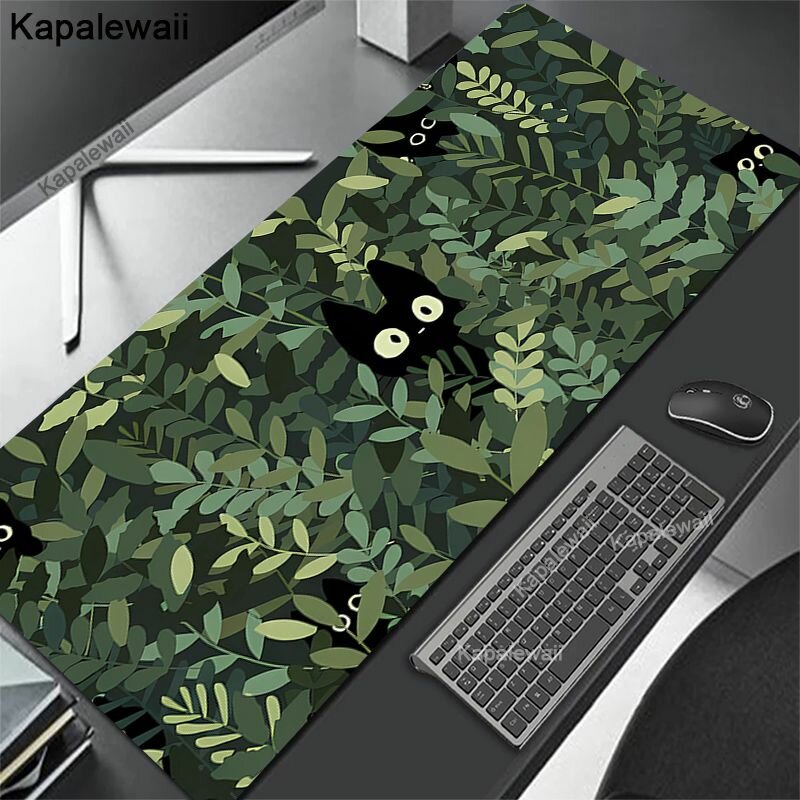 Черный кот зеленый завод коврик для мыши 400x900x3 мм, черный, зеленый