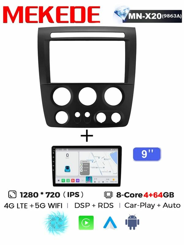 Магнитола 9" Mekede MN X20 Pro 4/64 Gb Hummer H3 1 2005-2010 carplay