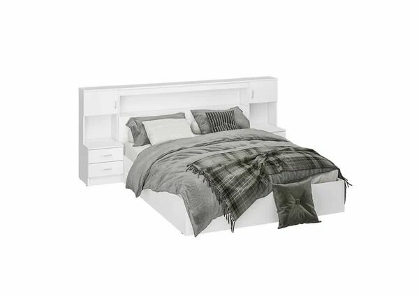 Кровать с надстройкой и тумбами Бася Люкс 1,6м, Белый