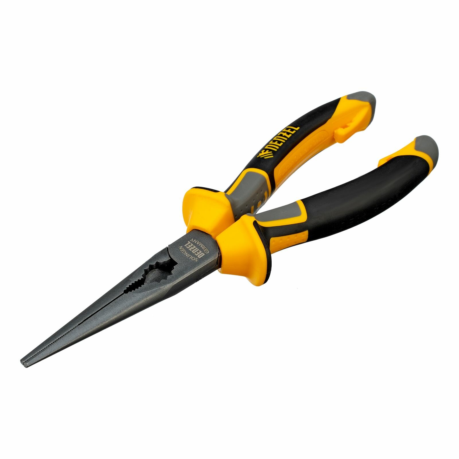 Длинногубцы DENZEL прямые 205 мм, трехкомпонентные рукоятки (17302)