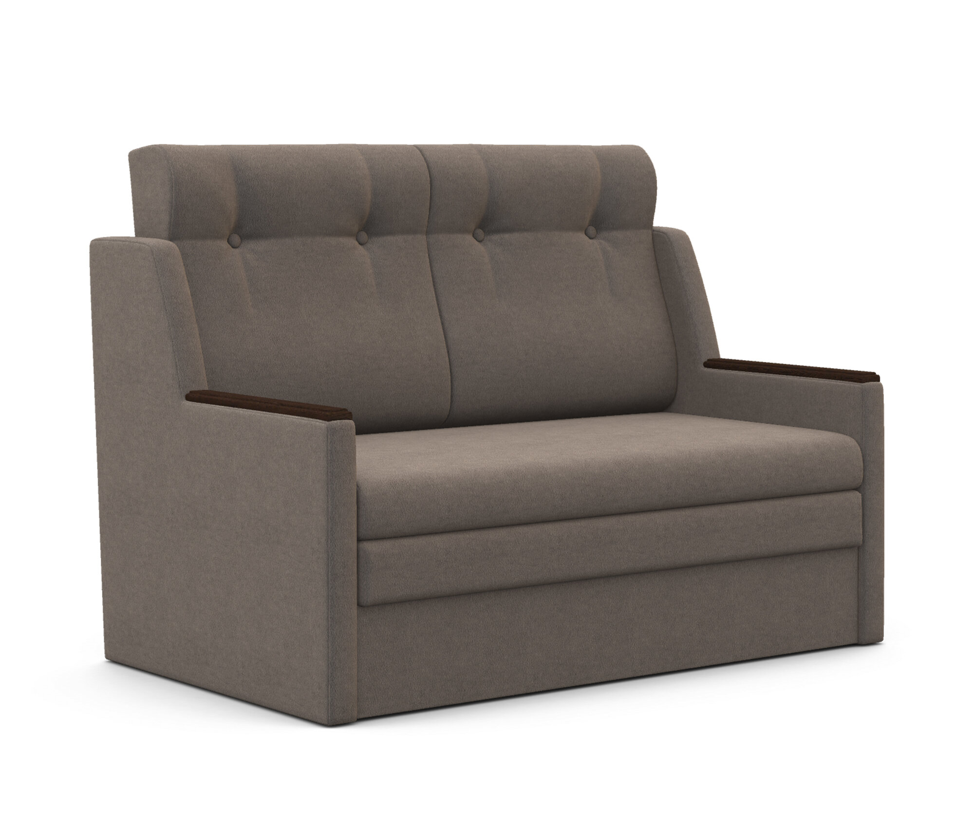 Диван-кровать Классика 2Д, прямой, раскладной, с ящиком для белья, велюр светло-коричневый