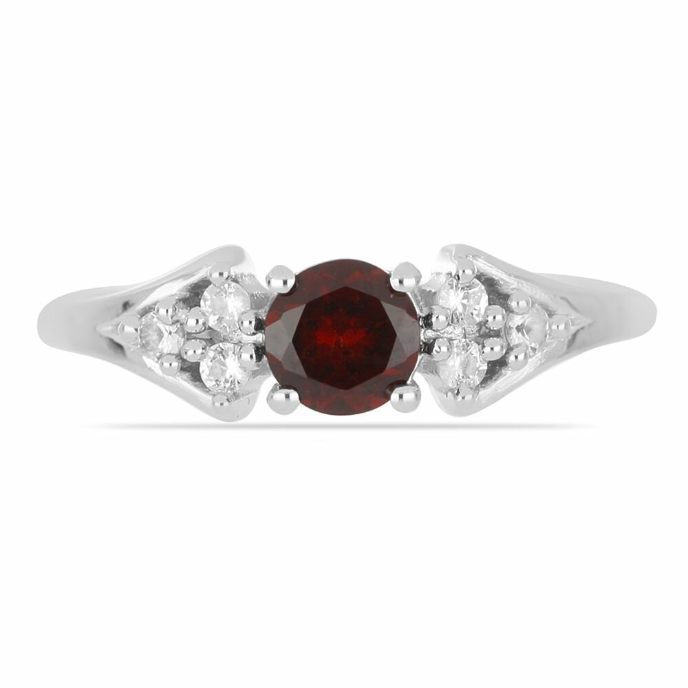 Кольцо тонкое, серебро, 925 проба, родирование, гранат