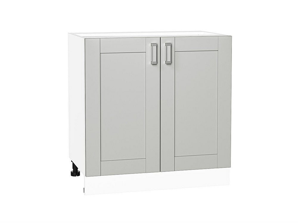 VVT Шкаф нижний с 2-мя дверцами Лофт Белый, Grey Silk, 800 В*Ш*Г 816*800*480, фасад МДФ Grey Silk, корпус Белый Grey Silk