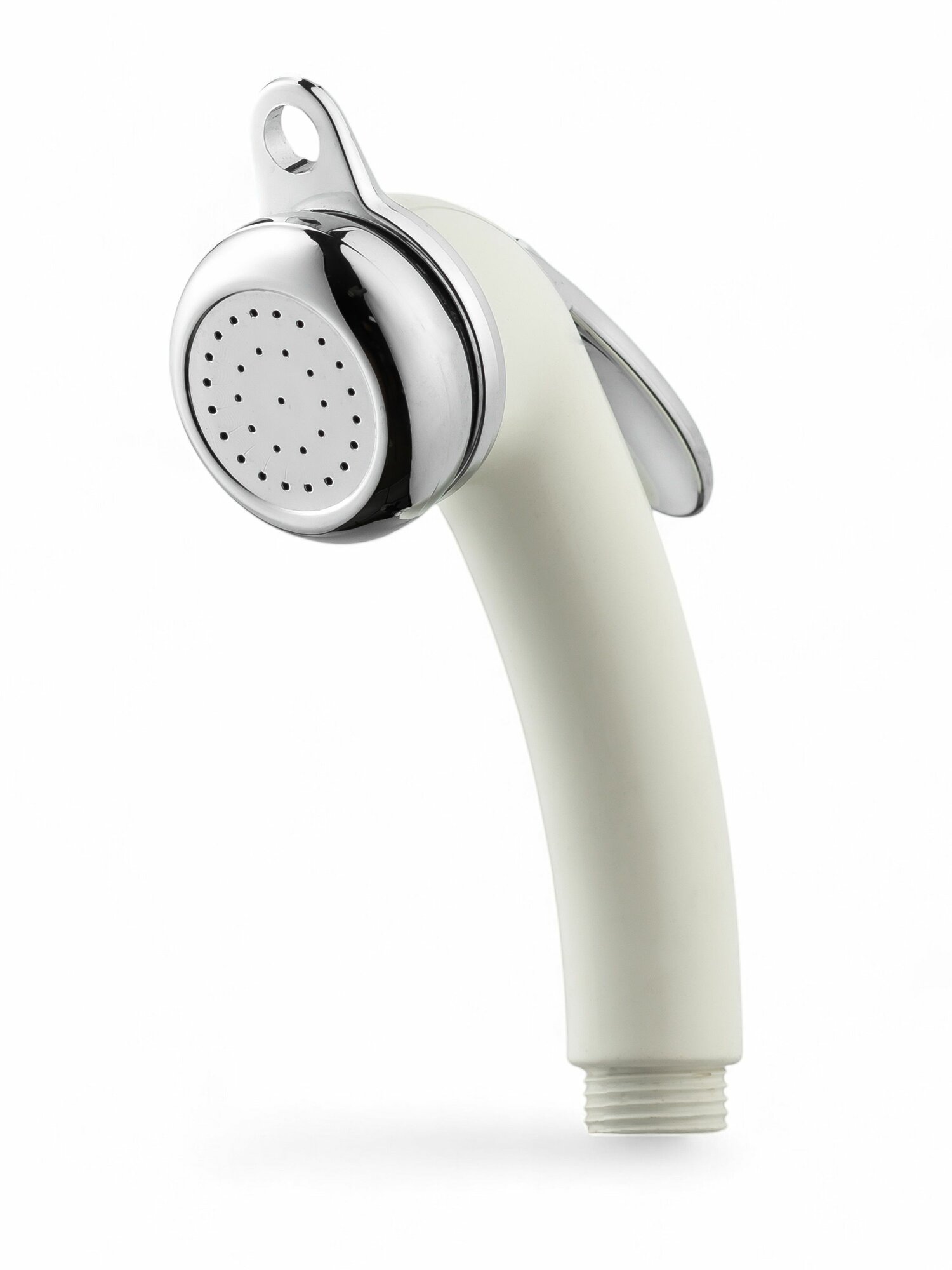 Лейка гигиеническая на биде с хромированными вставками, белая