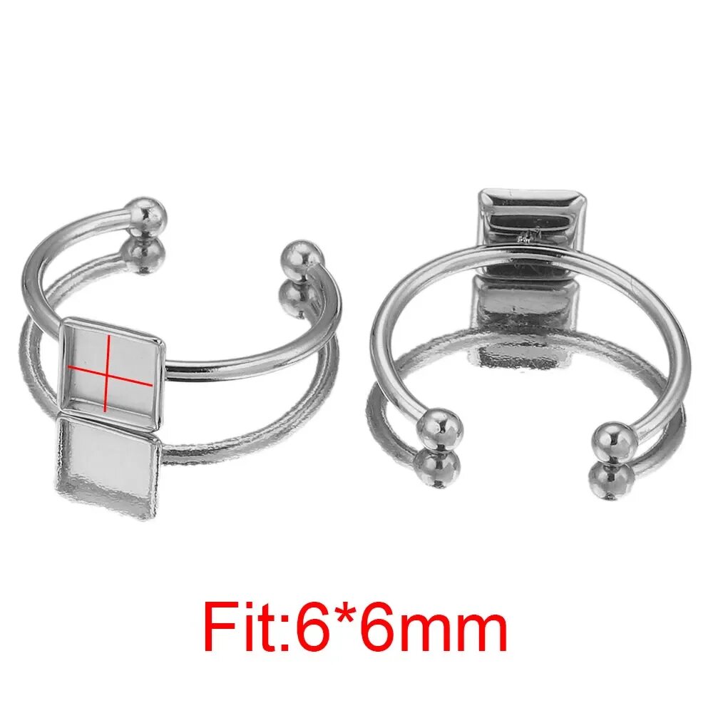 10 шт. кольца для пирсинга Square 6mm, нержавеющая сталь