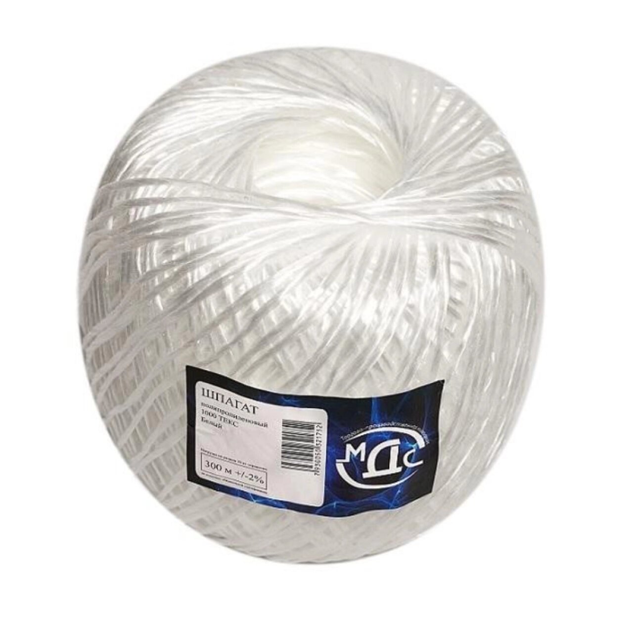 Шпагат ПП 1000 текс, 300 м, белый - прочный канат для домашних и строительных работ, Текс