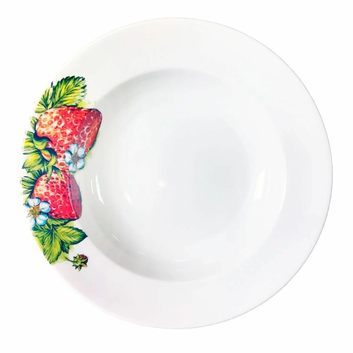 Тарелка Дулевский фарфор "Клубника", фарфор, глубокая, гладкий край, 20 см