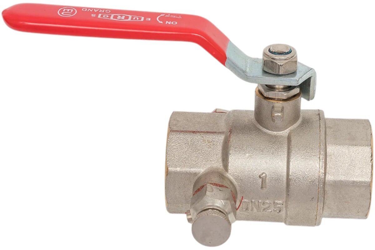 Кран шаровой EUROS Grand с дренажем, 1' ВР-ВР, ручка-усиленный рычаг EU. ST1016052