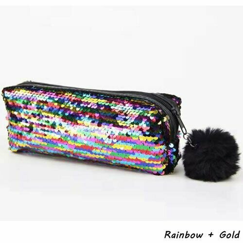 Пенал двусторонний с блестками для девочек, школьные принадлежности, супер большой школьный пенал, канцелярские