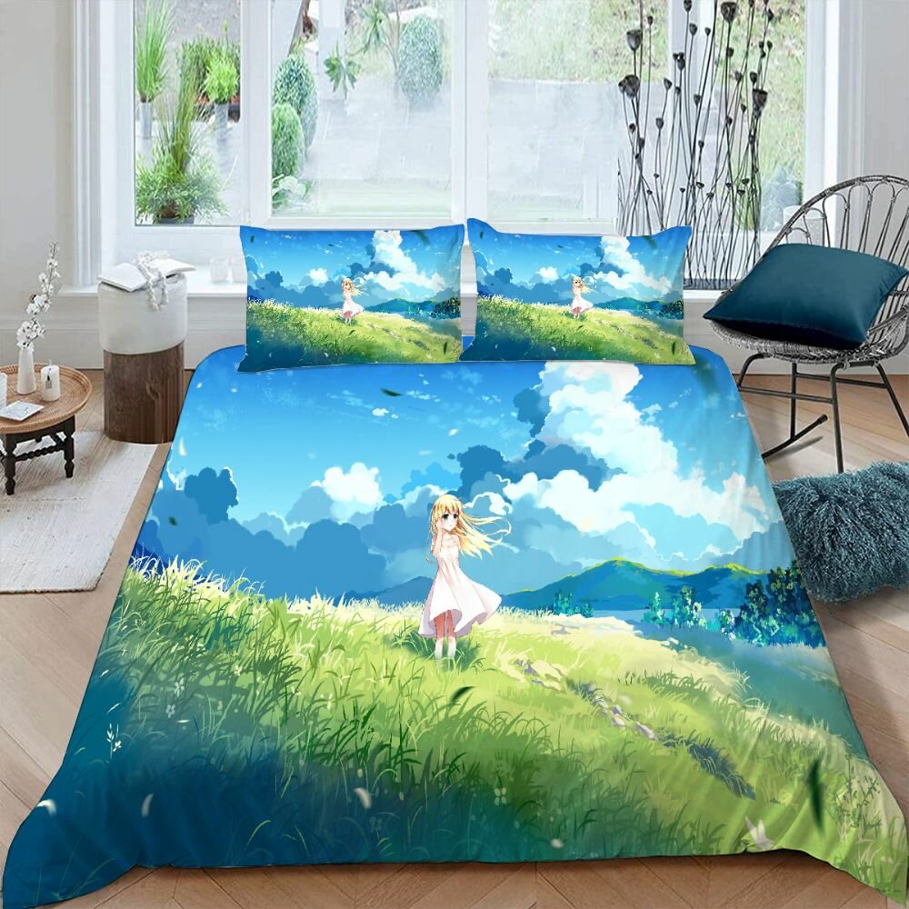 Постельное белье 1,5 спальное / 2-х , Пододеяльник, Аниме девушка