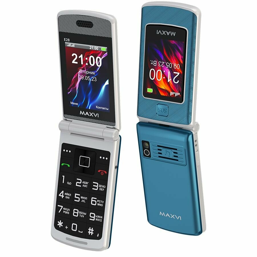 Мобильный телефон Maxvi E28, Marengo / голубой / кнопочный /