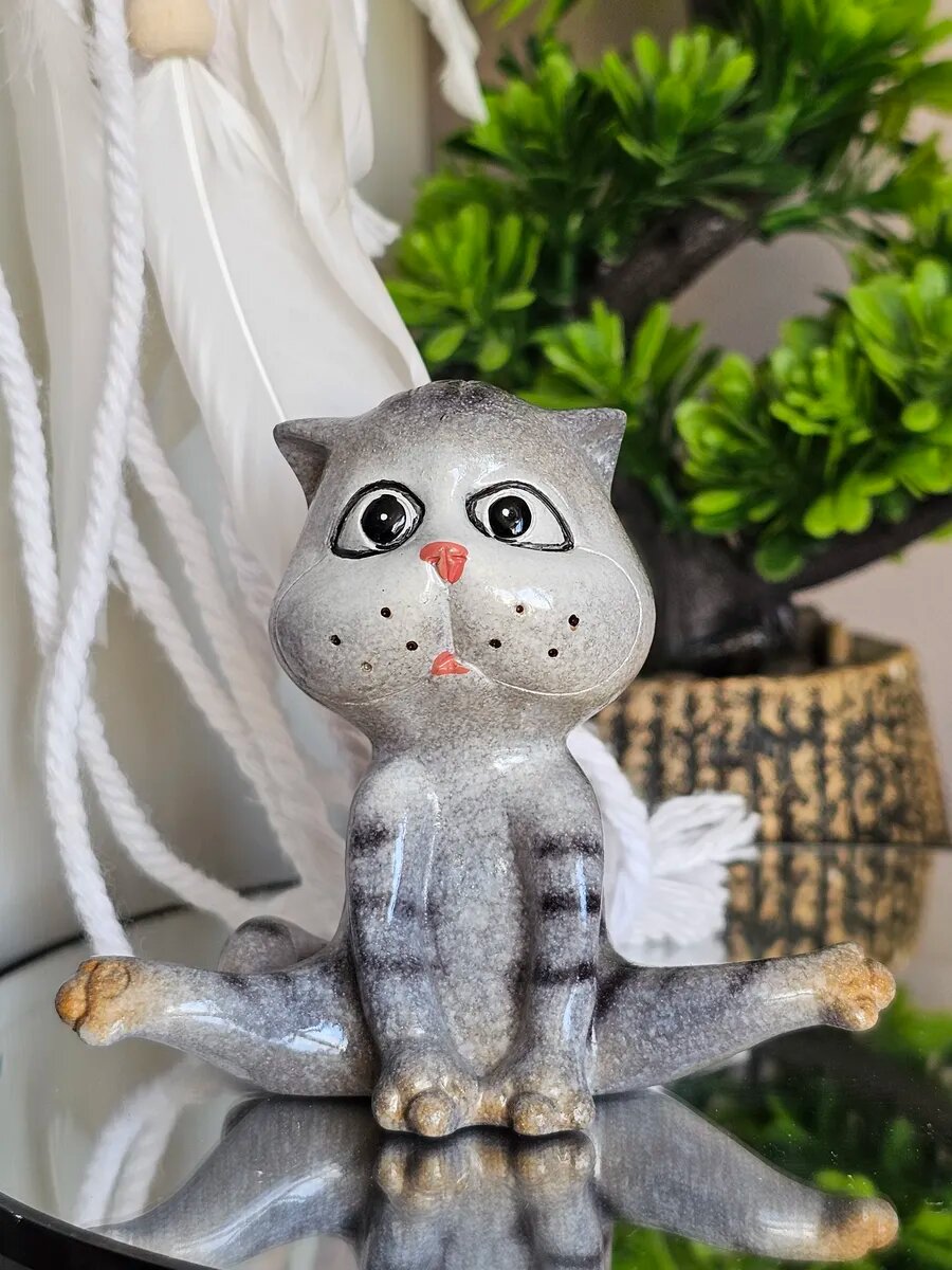 Статуэтка котёнок йога 7 см подарок для спортсмена