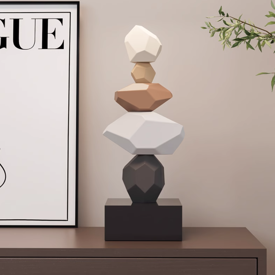 Статуэтка интерьерная "Декоративные камни", в стиле ваби-саби, высота 32 см