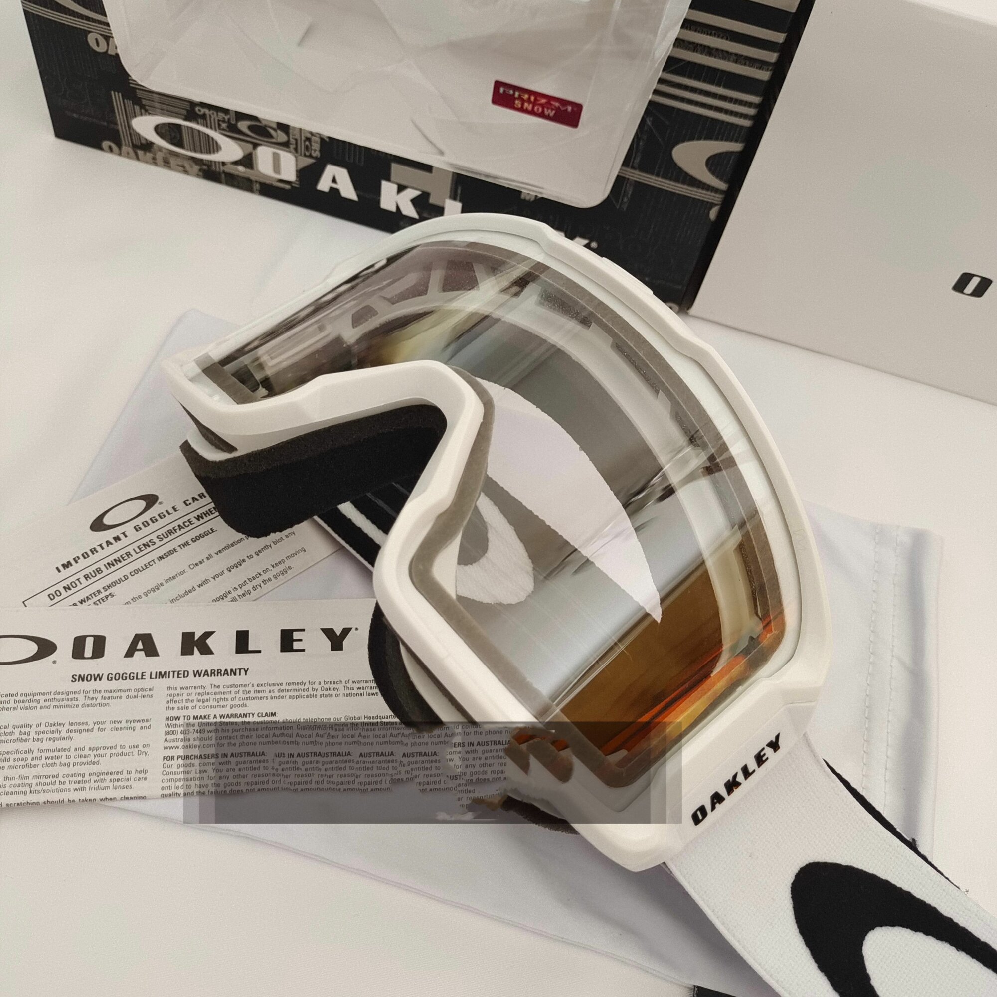Маска горнолыжная OAKLEY LINE MINER, Прозрачные линзы, белая оправа