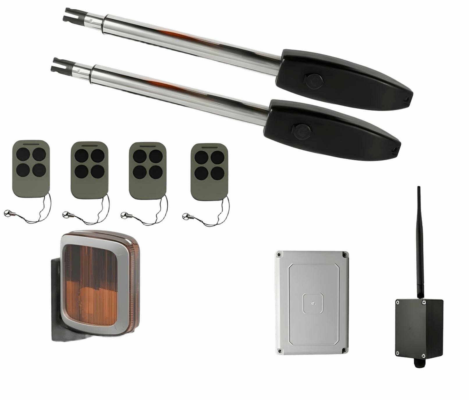 Автоматика для распашных ворот KSW-2500 L-T4-2K-BT, комплект: 2 привода, блок управления, 4 пульта, лампа, Bluetooth-модуль