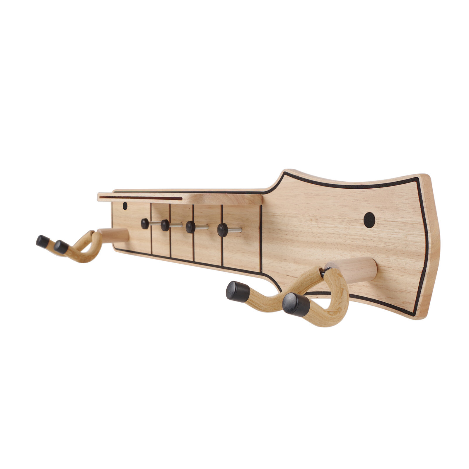 Wall Mount для гитар из дерева, Holder Hook Stand с полочкой Pick Holder, Wall Hangers, держит 2 гитары, для акустической, электрогитары, бан조, баса, укулеле, цвет натуральный, размер 57*12.5*12.7 см, вес 602 г